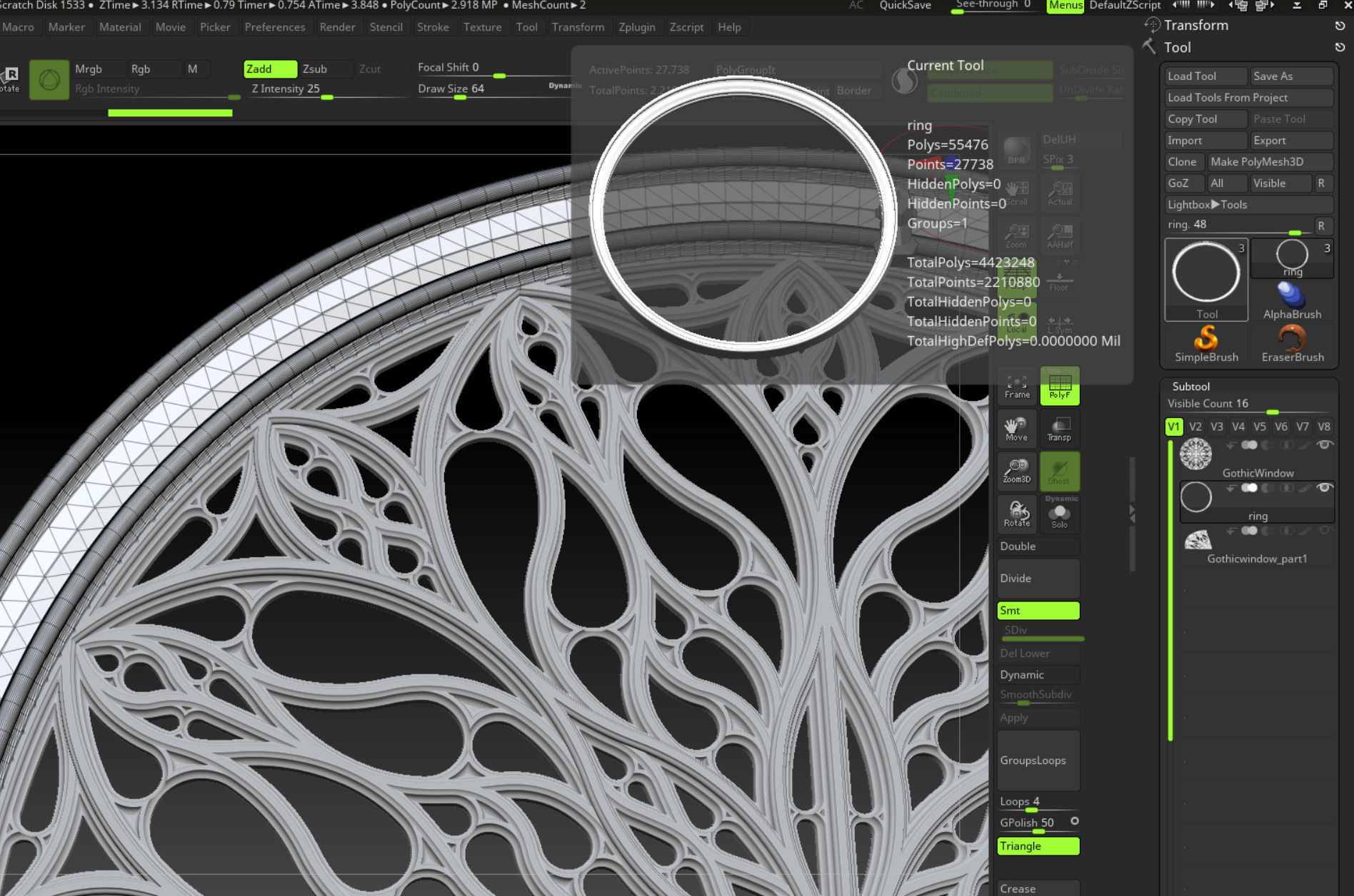 Gothic pattern decorative round window grille model 3D model 3D ...