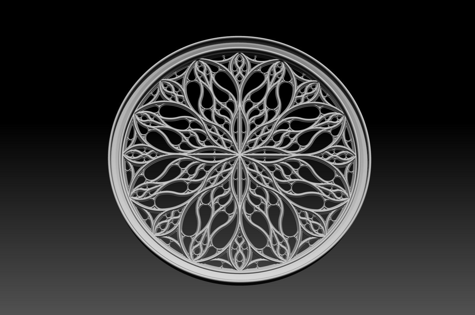 Gothic pattern decorative round window grille model 3D model 3D ...