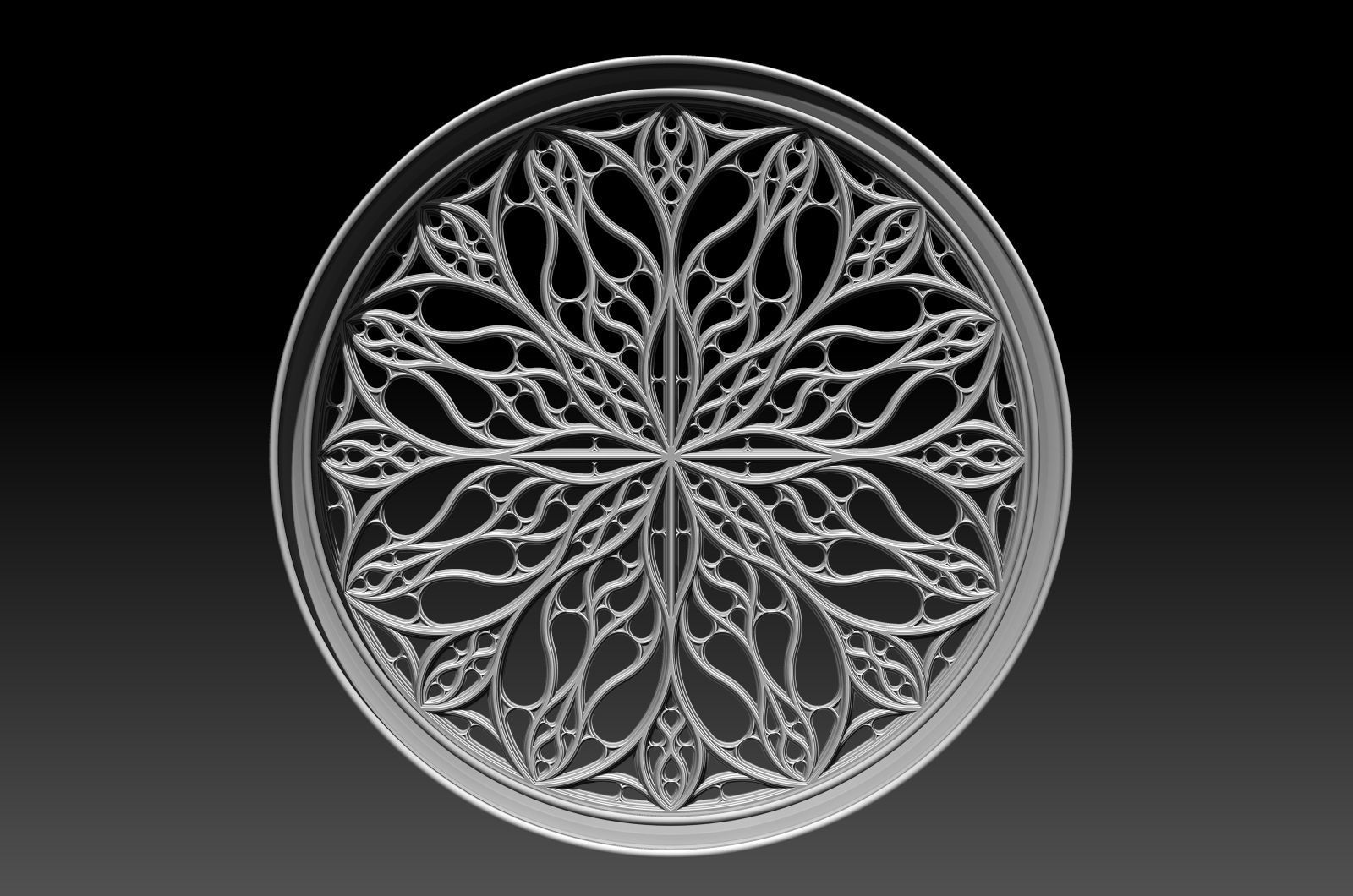 Gothic pattern decorative round window grille model 3D model 3D ...