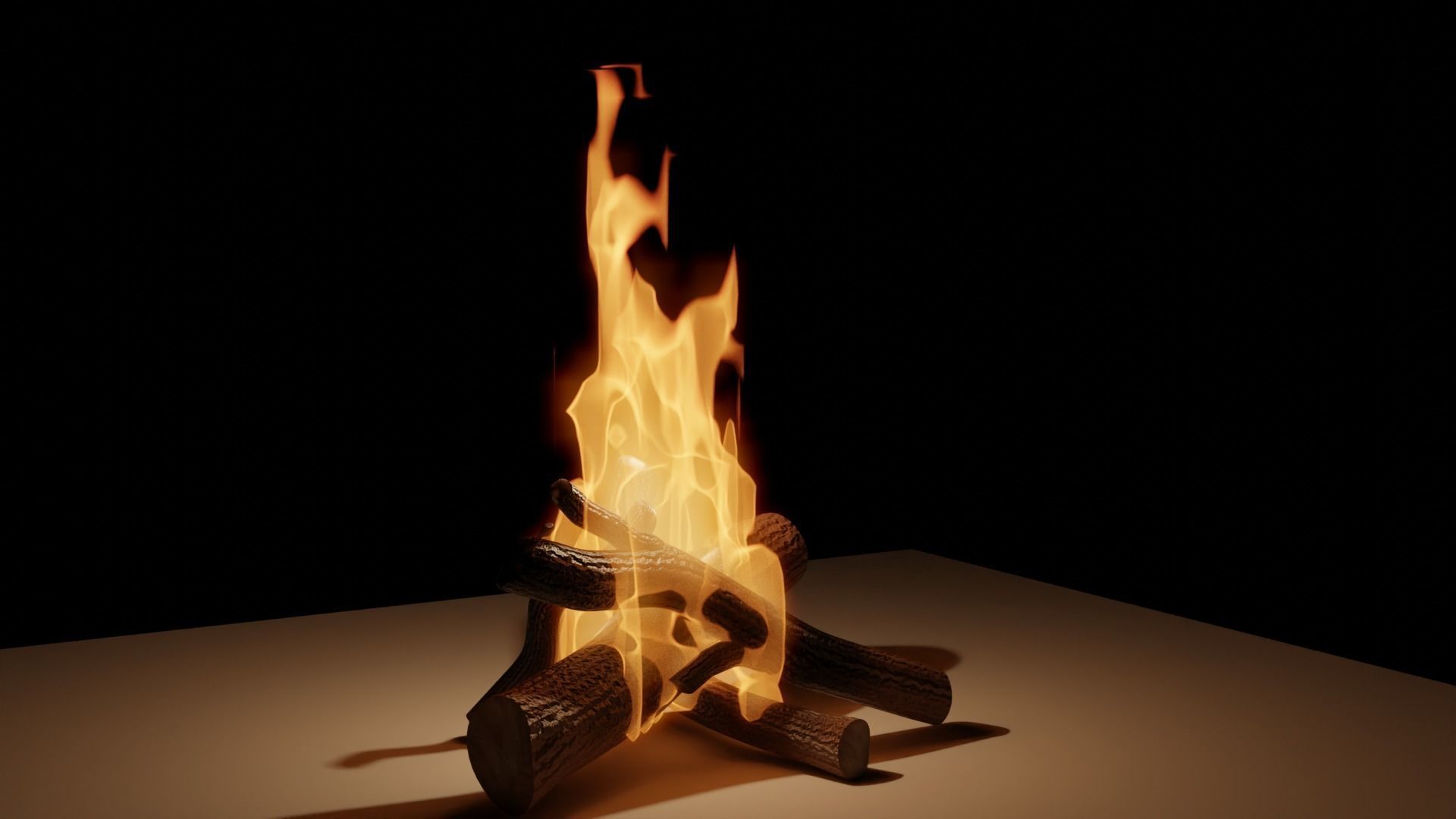 Bonfire fire burning on table 3D model animated | CGTrader