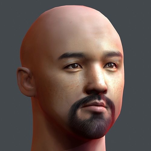 3D model Male head Asian male head PBR Realistic Perfect Head Low-poly ...