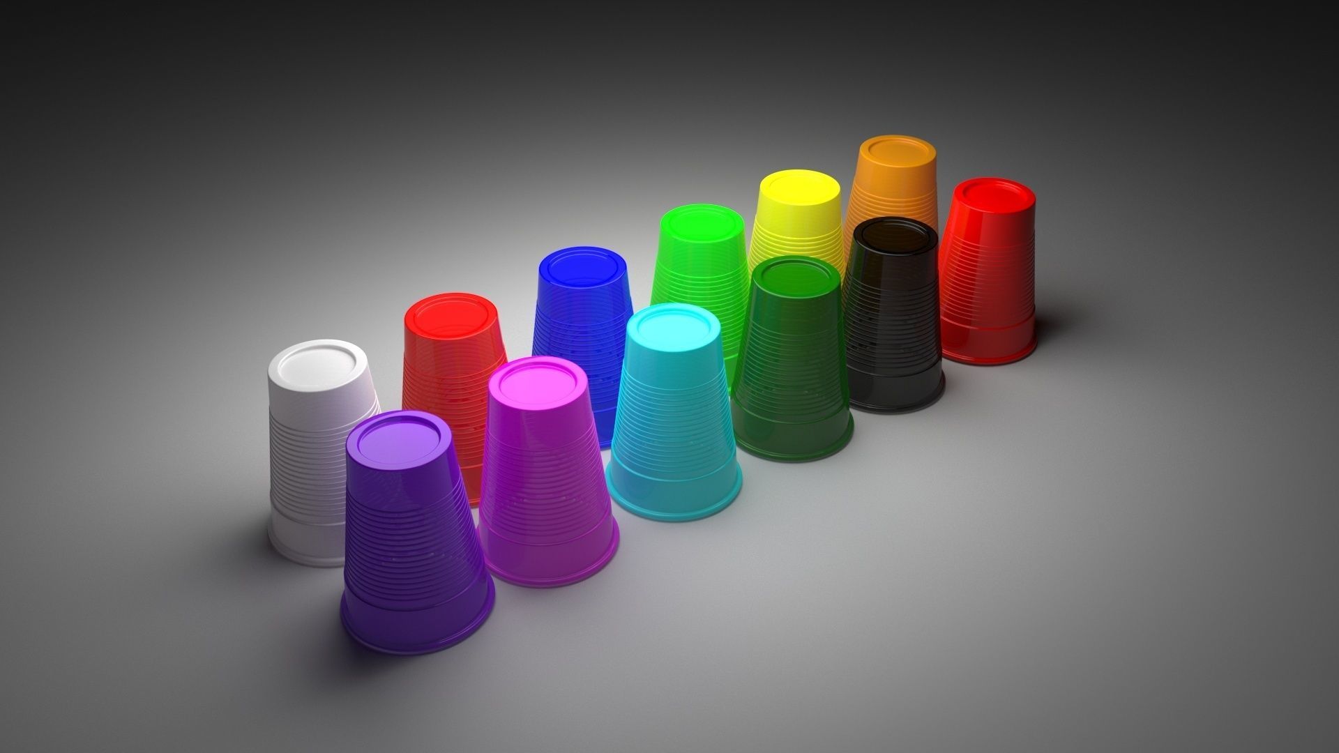 Colored Plastic Cups Set 3D model | CGTrader
