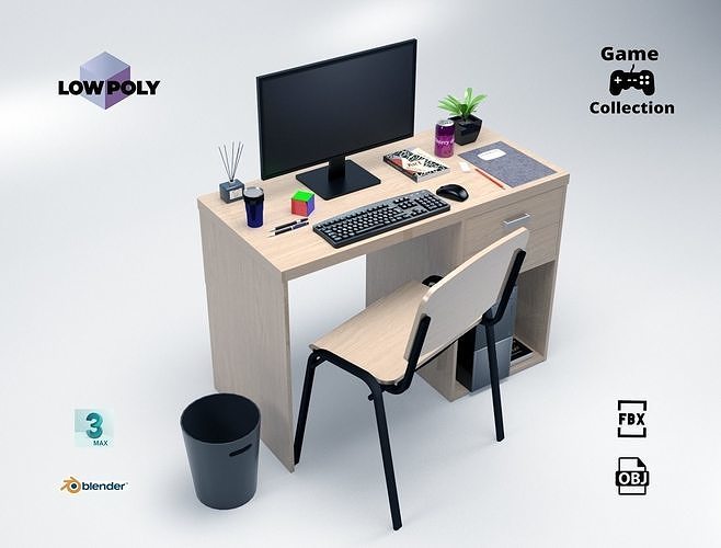 3D model Office props 2 VR / AR / low-poly | CGTrader