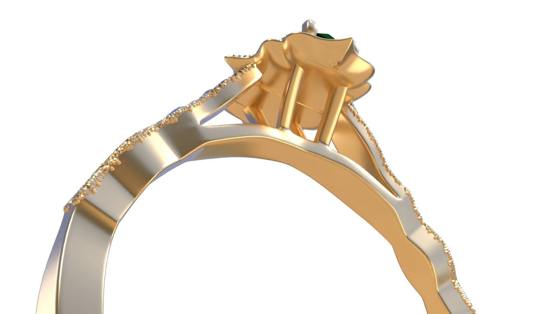 Green diamond gold ring 3D model | CGTrader