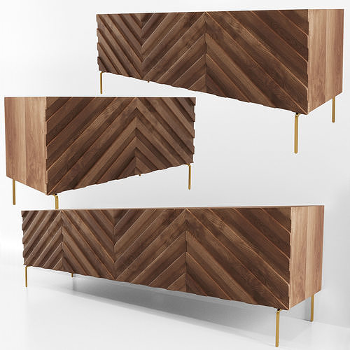 Decorative Chevron Console Walnut 3D model | CGTrader