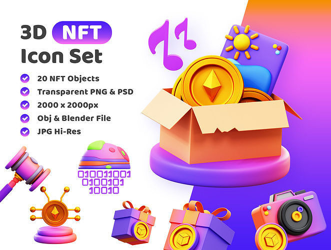 3D model NFT Icon Pack 3D Model VR / AR / low-poly | CGTrader