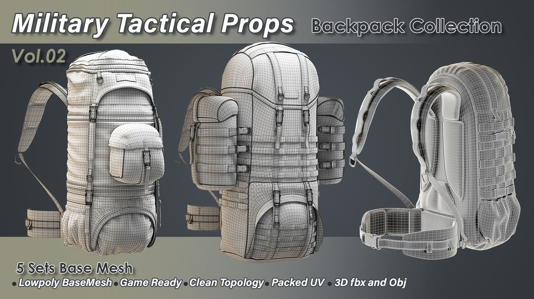 3D model Military Backpack Collection VR / AR / low-poly | CGTrader
