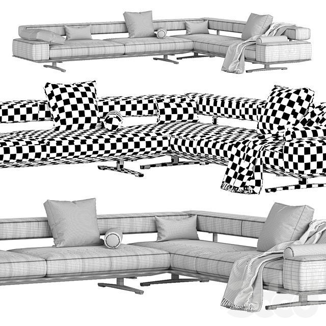 WING Sectional sofa By Flexform 3D model | CGTrader