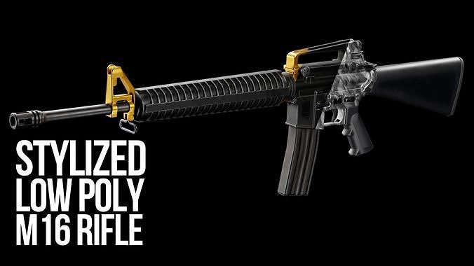 3D model Low Poly M16 Assault Rifle VR / AR / low-poly | CGTrader