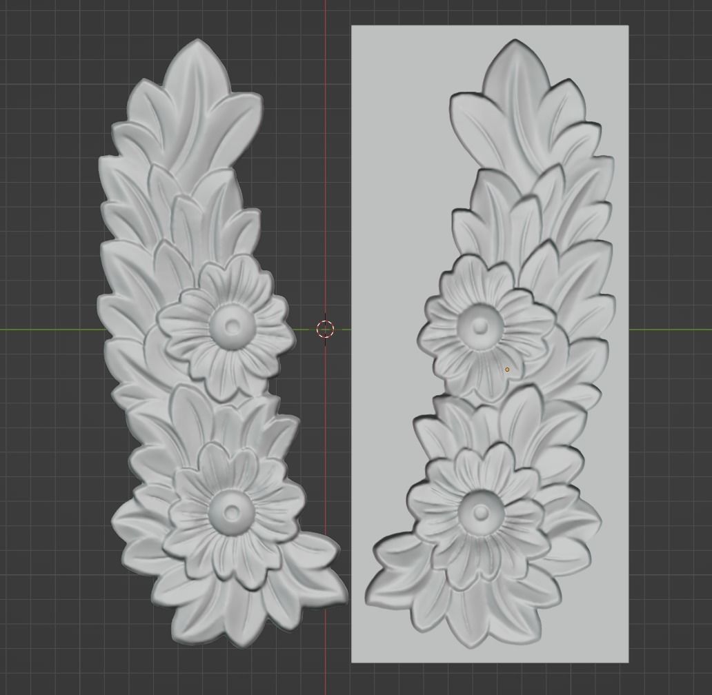 flowers and leaves relief-mold for 3D print and CNC 3D model 3D ...
