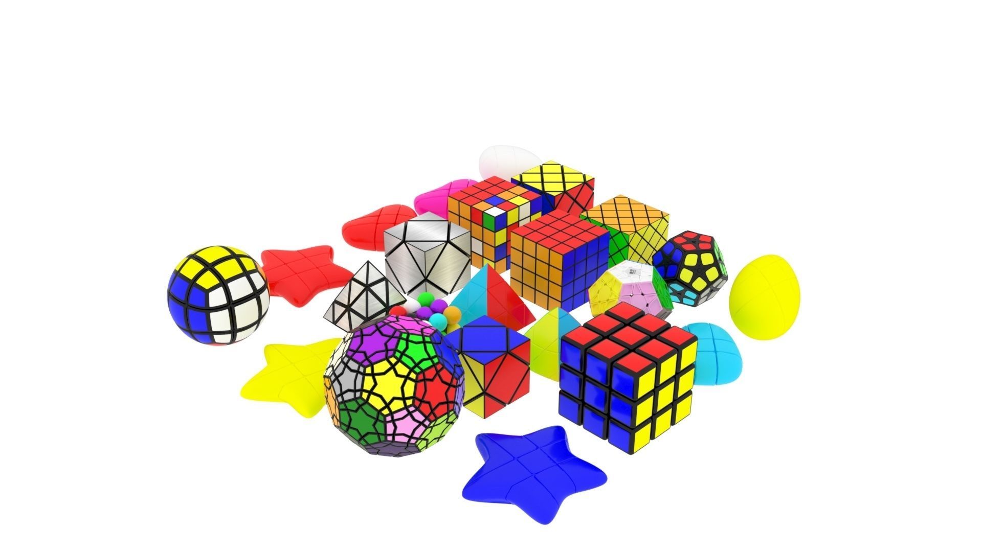 Different Type of Rubiks Cube Collection 3D model | CGTrader