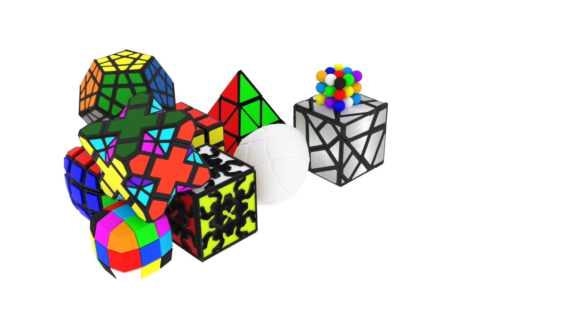 Different Type of Rubiks Cube Set 3D model | CGTrader