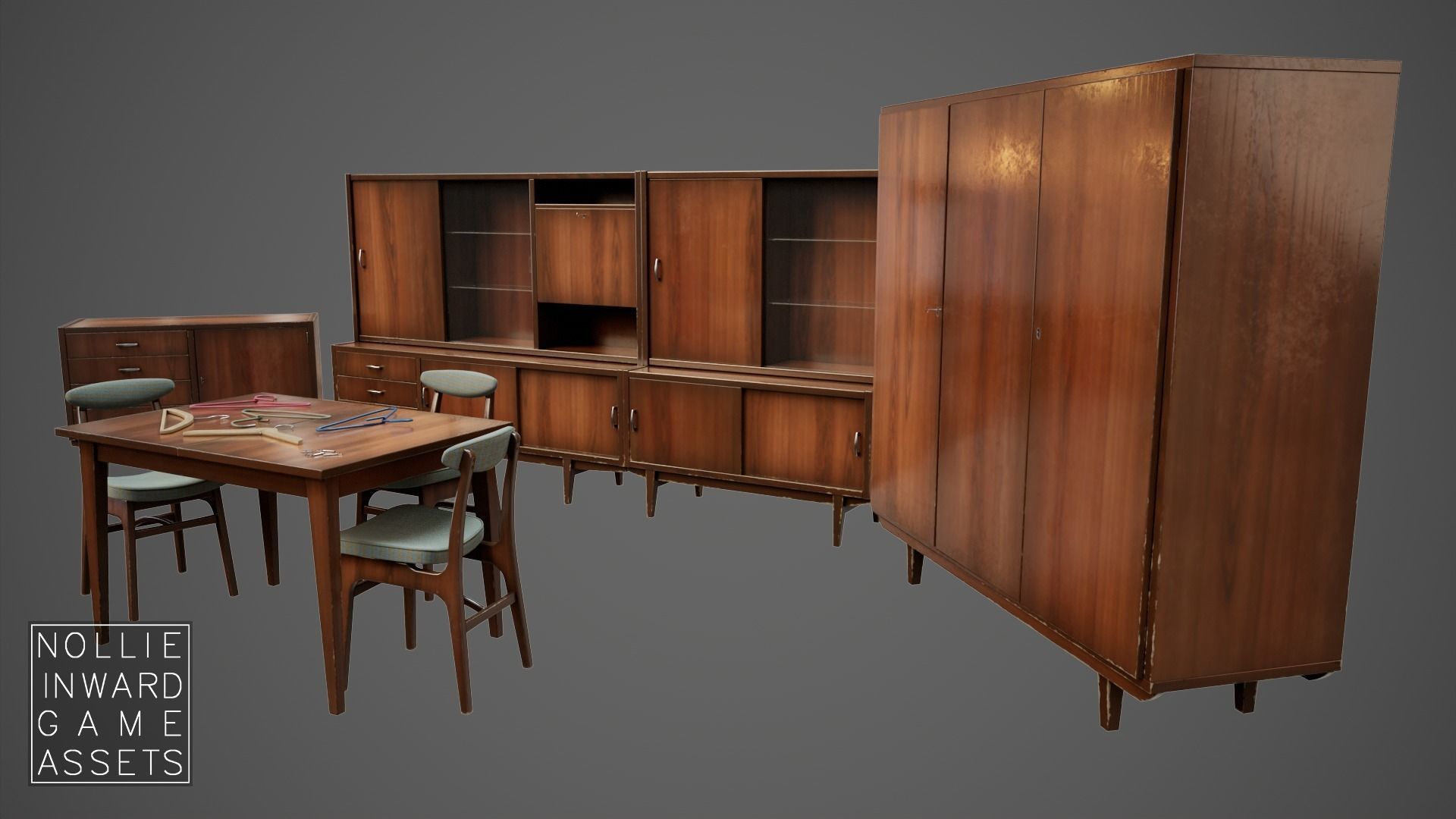 3D Model Collection Soviet Furniture Vol1 - Brown Variants VR / AR ...