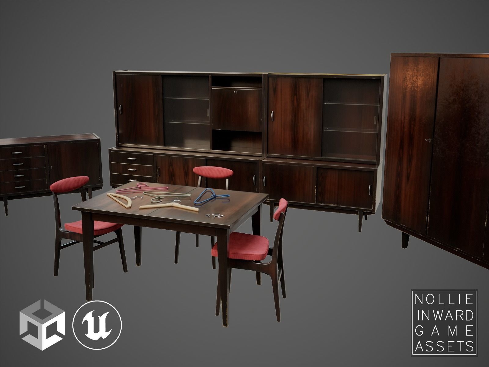 Soviet Furniture Vol1 - Dark Variants 3D Model Collection | CGTrader