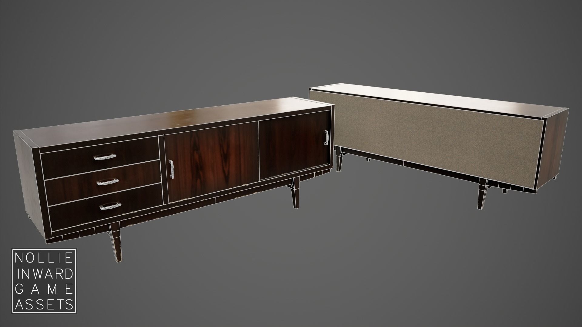3D Model Collection Soviet Furniture Vol1 - Dark Variants VR / AR / low ...