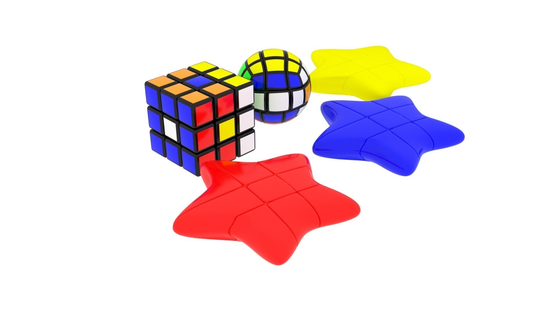Different Shapes of Rubiks Cube Set 3D model | CGTrader