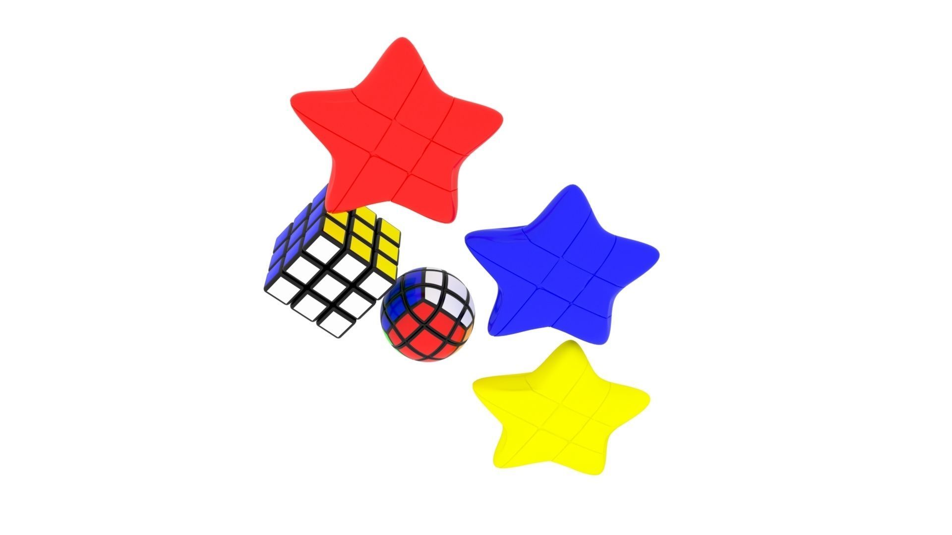 Different Shapes of Rubiks Cube Set 3D model | CGTrader