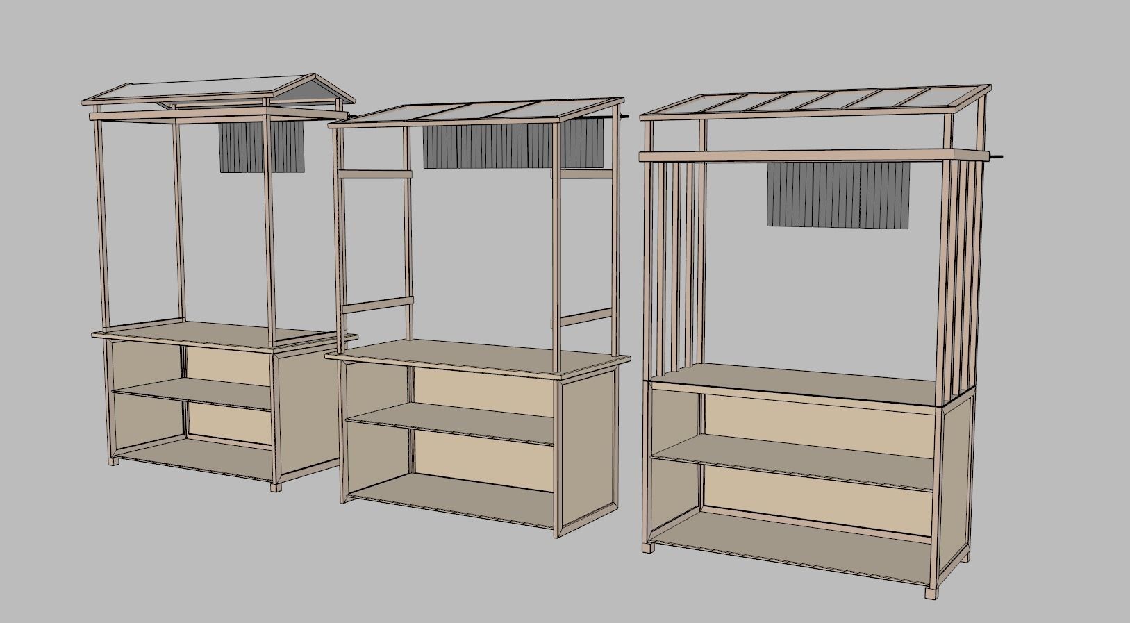 Asian Wooden Food Stands 3D model | CGTrader