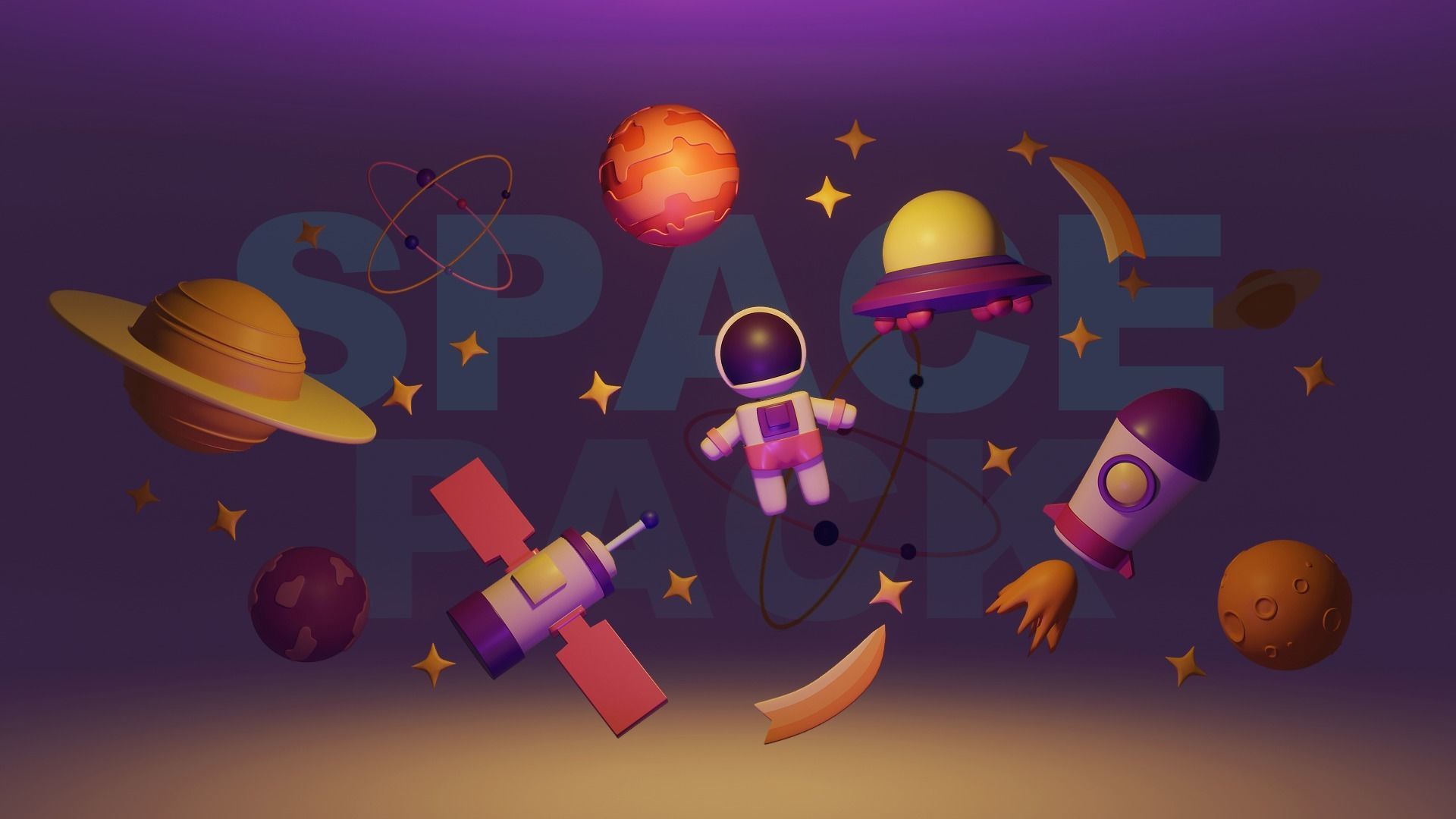 Stylised Space Assets Pack free 3D model | CGTrader