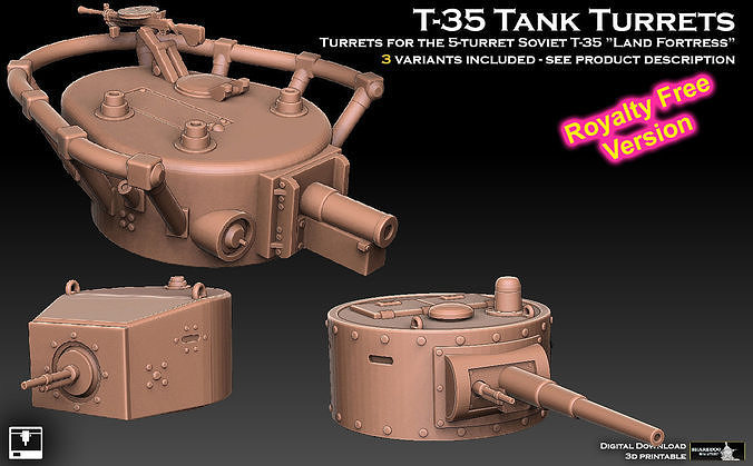 T35 Tank Turrets ROYALTY FREE VERSION 3D model 3D printable | CGTrader