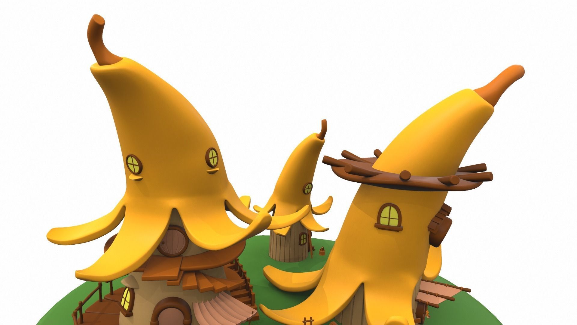 Cartoon banana house and props 2 3D model | CGTrader