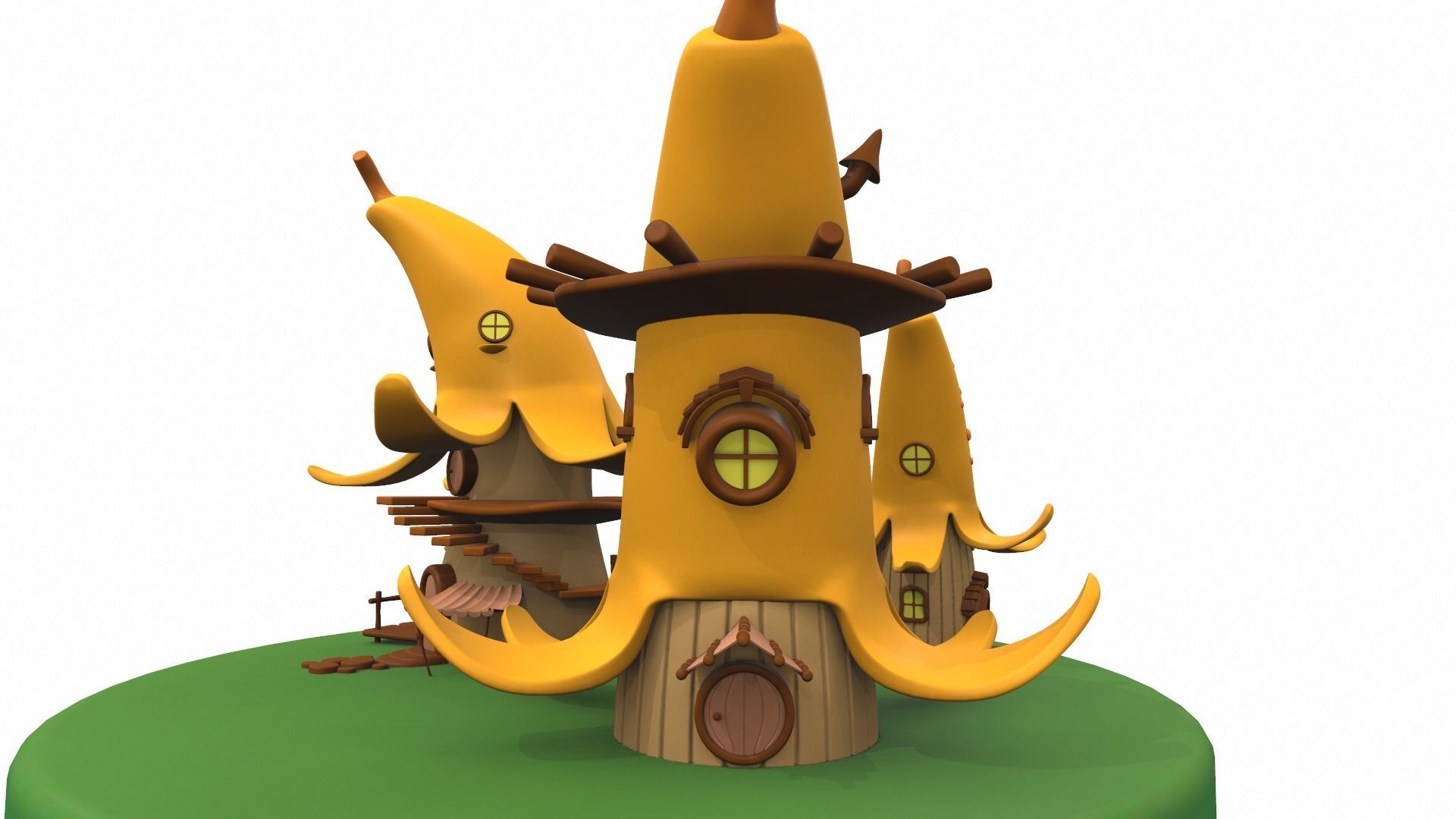 Cartoon banana house and props 2 3D model | CGTrader