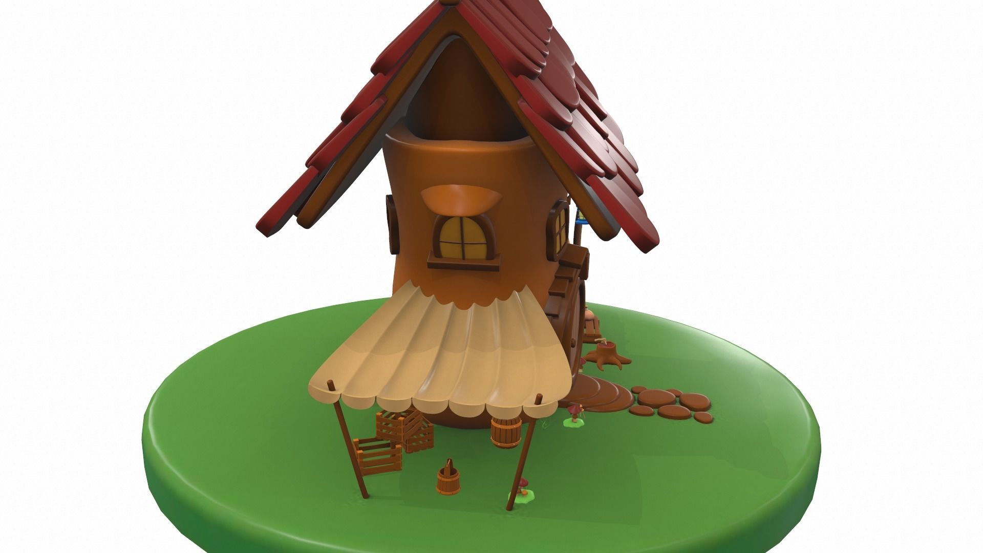 Cartoon boot house and props 3D model | CGTrader
