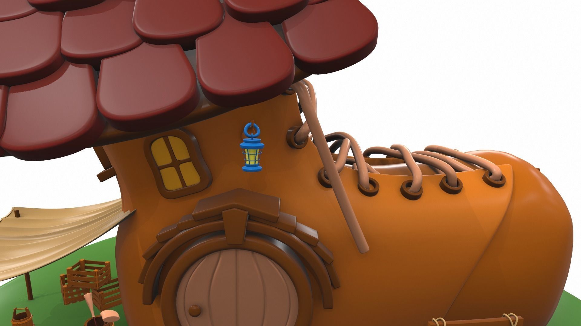 Cartoon boot house and props 3D model | CGTrader