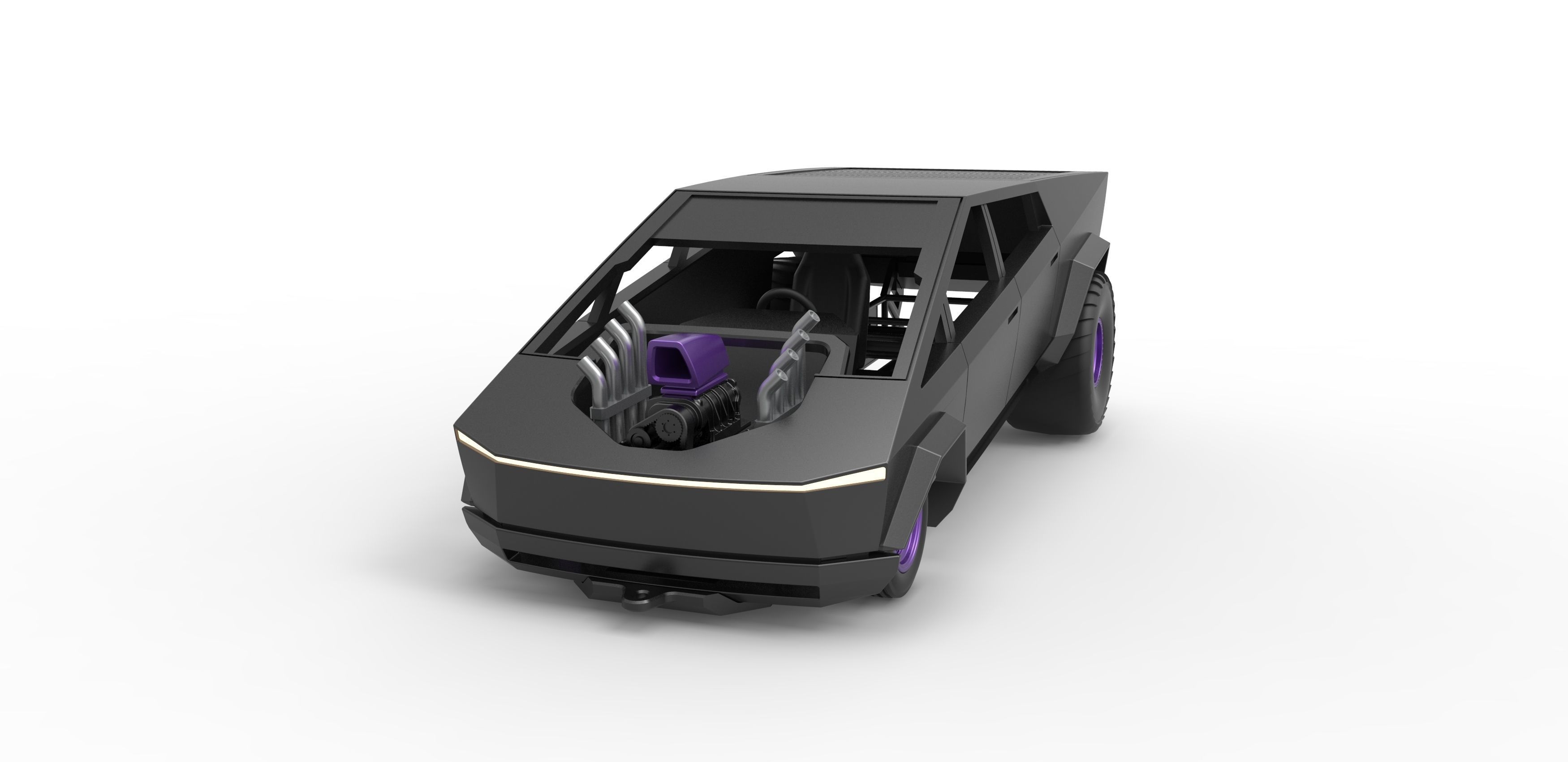 Diecast Tesla Cybertruck pulling truck 2wd Scale 1 to 25 3D model 3D ...