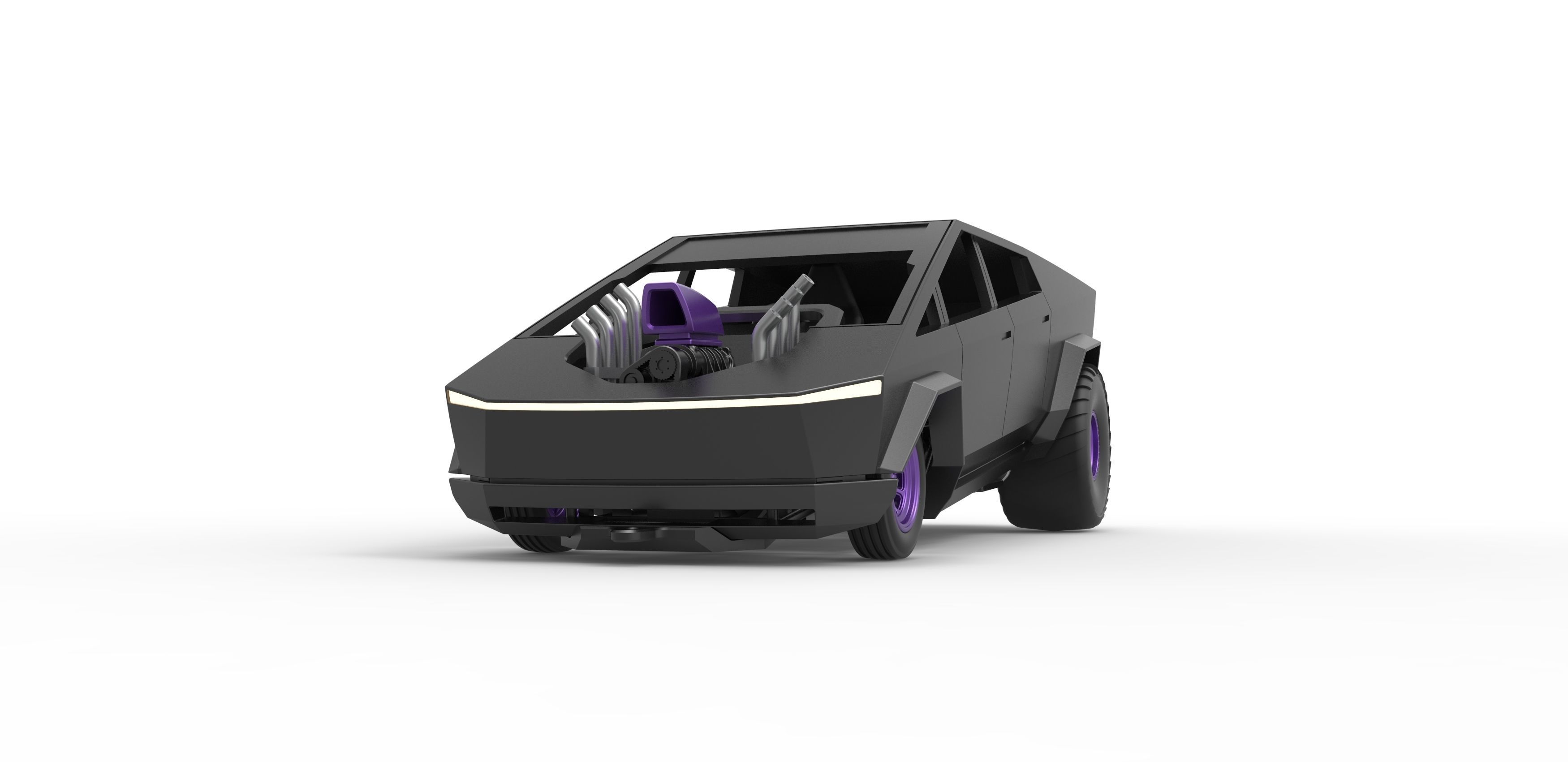 Diecast Tesla Cybertruck pulling truck 2wd Scale 1 to 25 3D model 3D ...