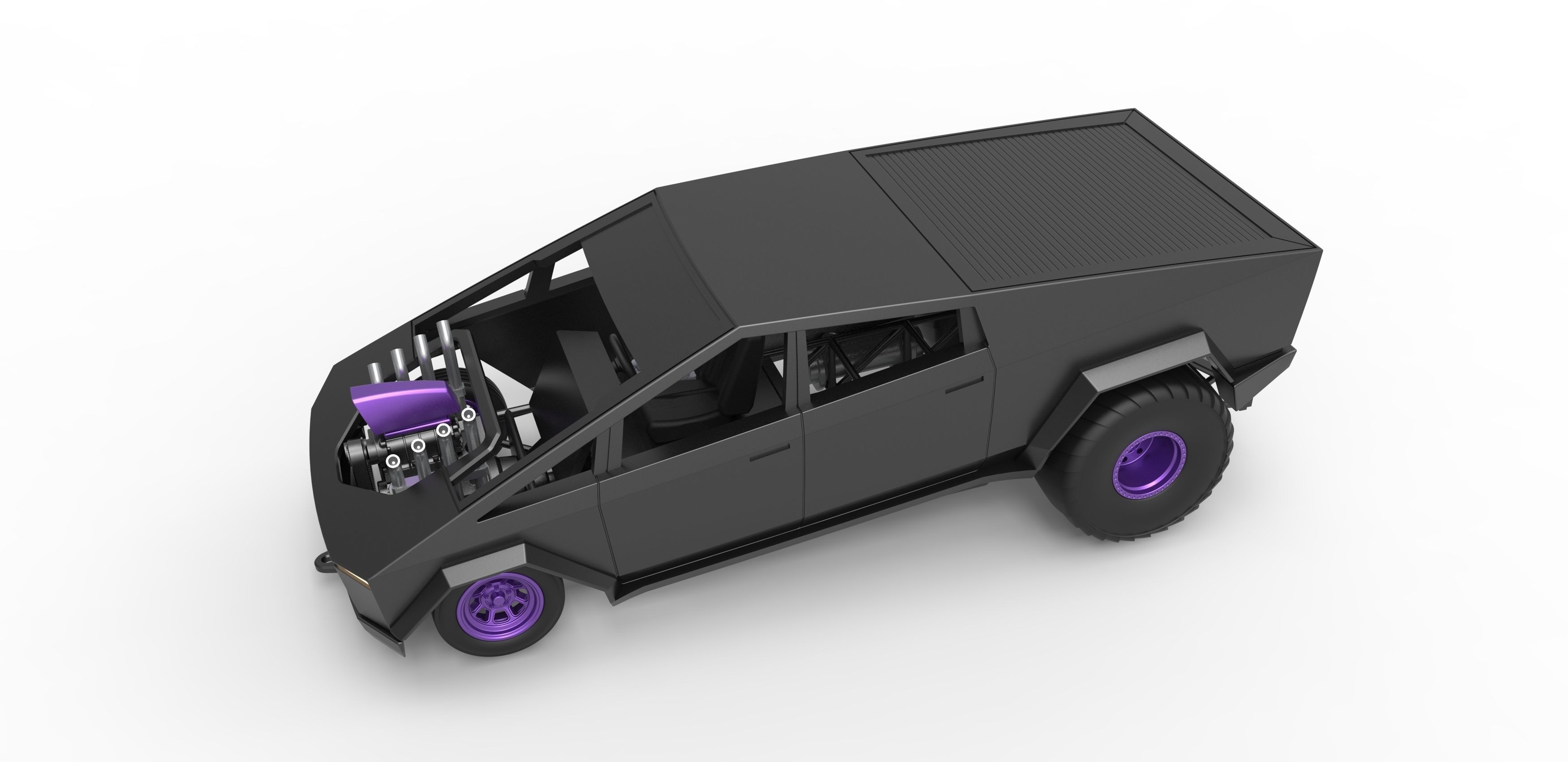 Diecast Tesla Cybertruck pulling truck 2wd Scale 1 to 25 3D model 3D ...