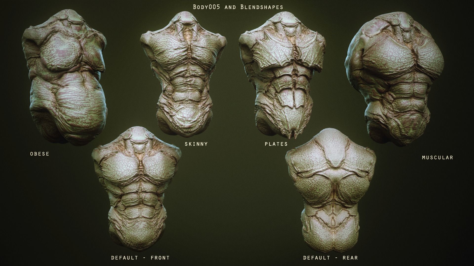 DEMON TORSOS 43 meshes with blendshapes 3D model | CGTrader