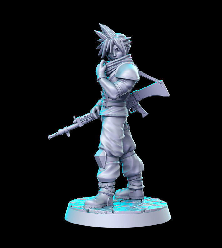 Cloud strife crisis core Final Fantasy 32mm Pre-supported 3D model 3D ...