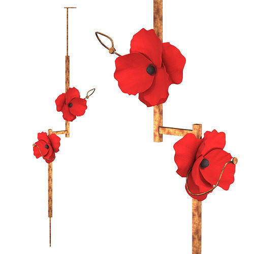 LURE POST WITH RED POPPIES 3D model | CGTrader