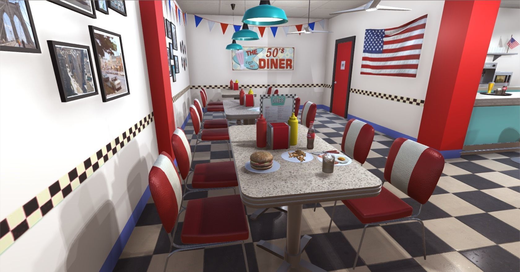 3D model American Diner VR / AR / low-poly | CGTrader