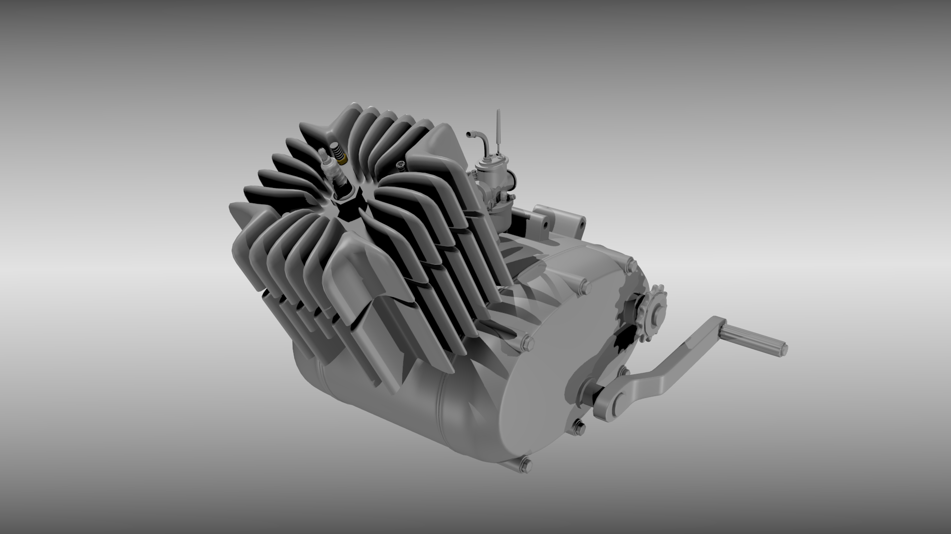 Two stroke moped engine 3D model | CGTrader