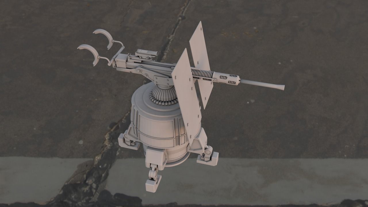 Turret machine gun high poly 3D model 3D model | CGTrader