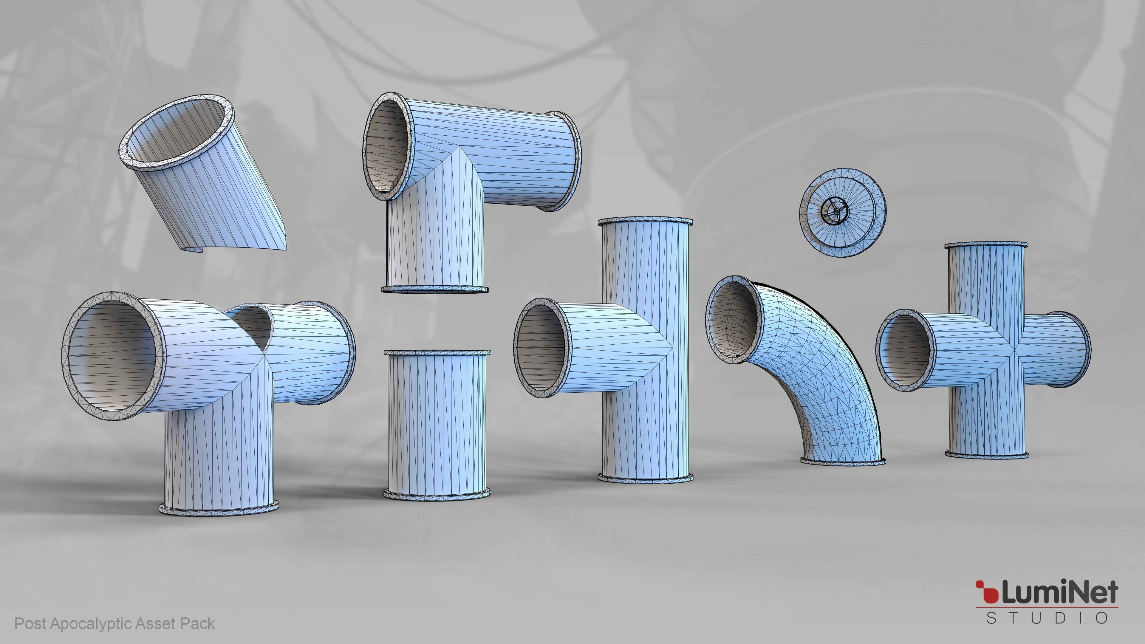 3D model Metal Pipeline Modular - 17 of 36 - Post Apocalyptic VR / AR ...