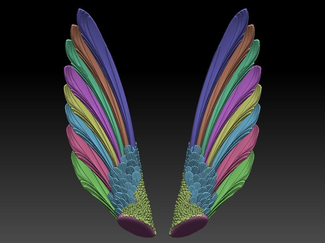 wings pair of colorful 3D model 3D printable | CGTrader