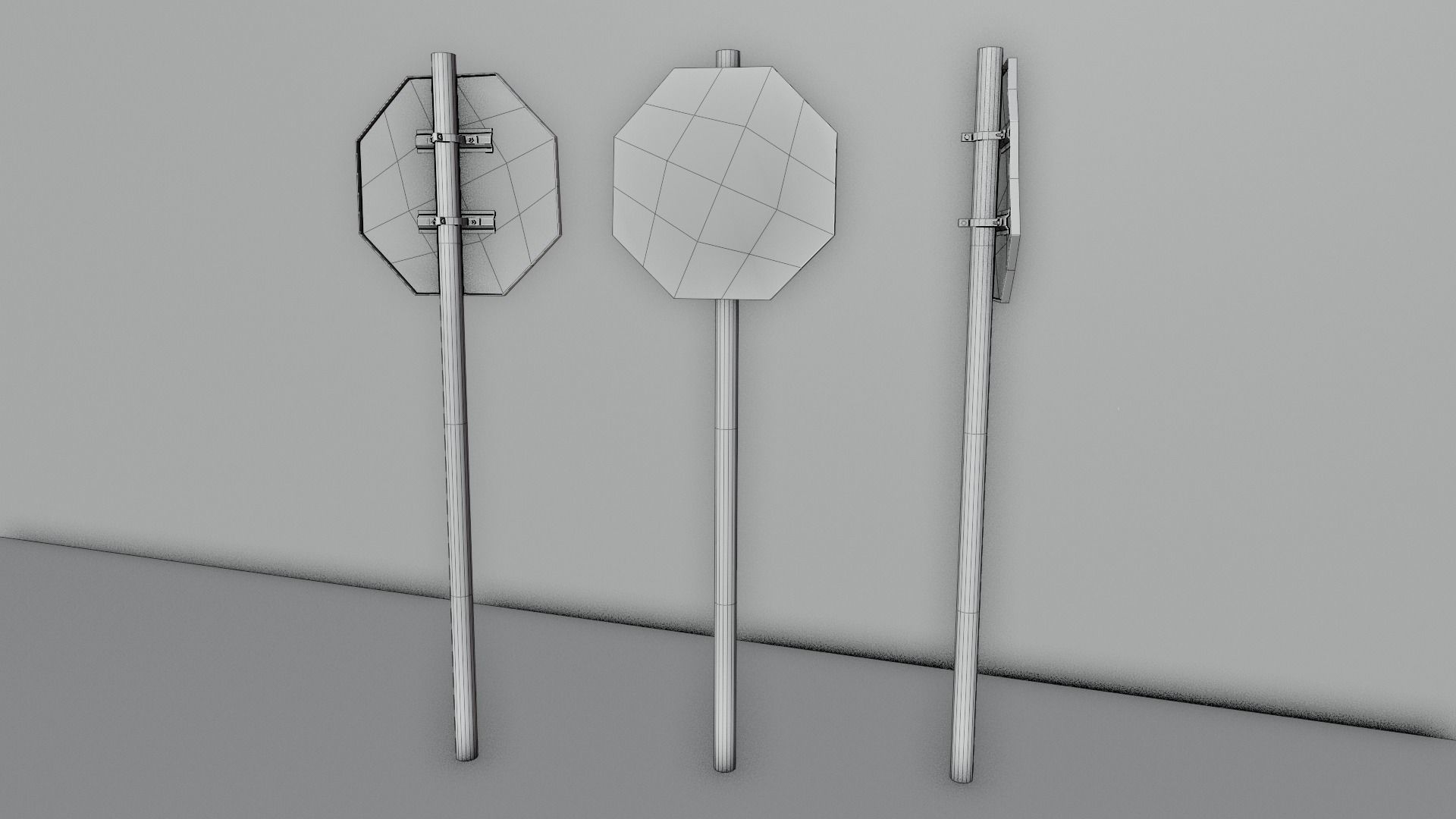 3D model STOP Street Sign post-apocalyptic dirty painted rusty low poly ...