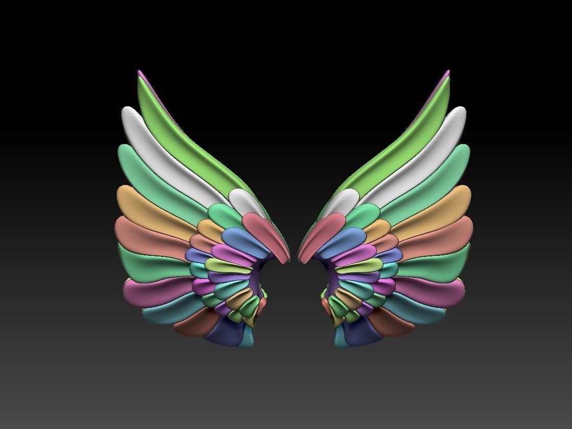 wings colorful feather 3D model 3D printable | CGTrader