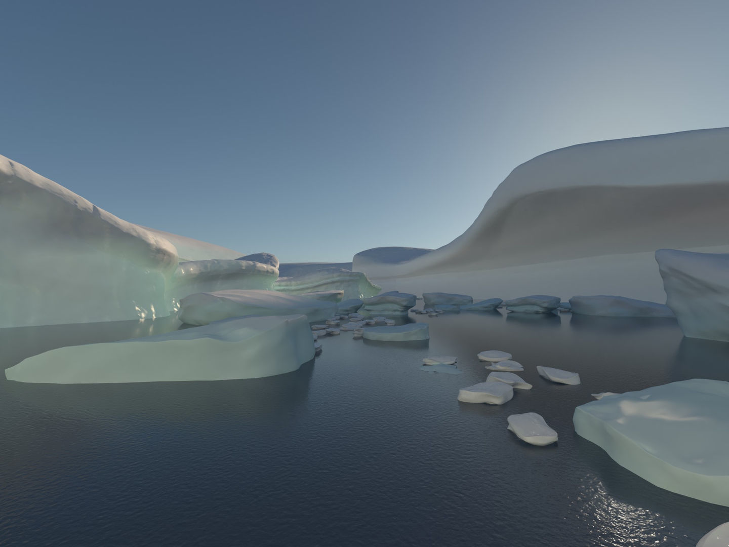 Icescape icebergs floating in water 3D model | CGTrader
