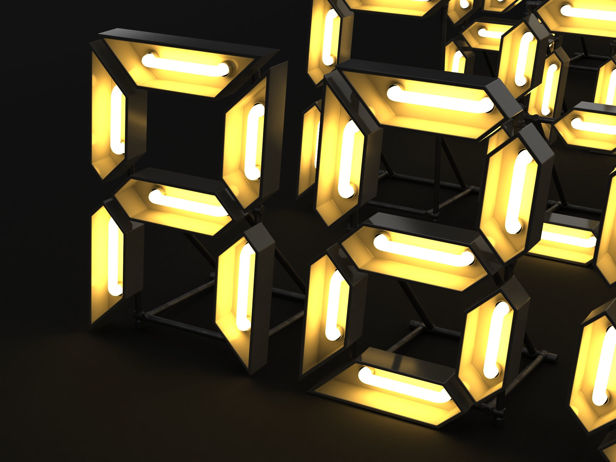 Tubelight Letters Signage 3D model | CGTrader