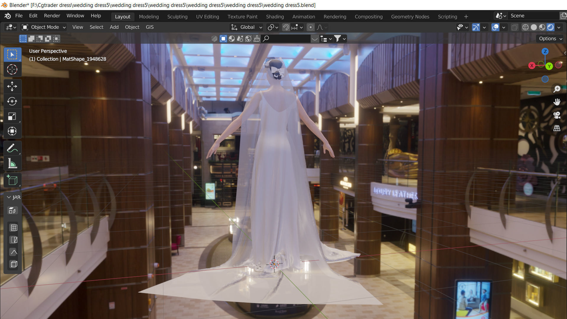 3D model Beautiful and romantic butterfly silk wedding party dress VR ...