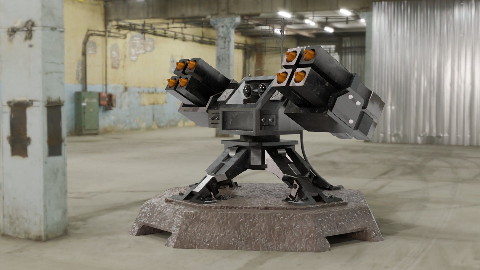 Rocket launcher turret free free 3D model | CGTrader