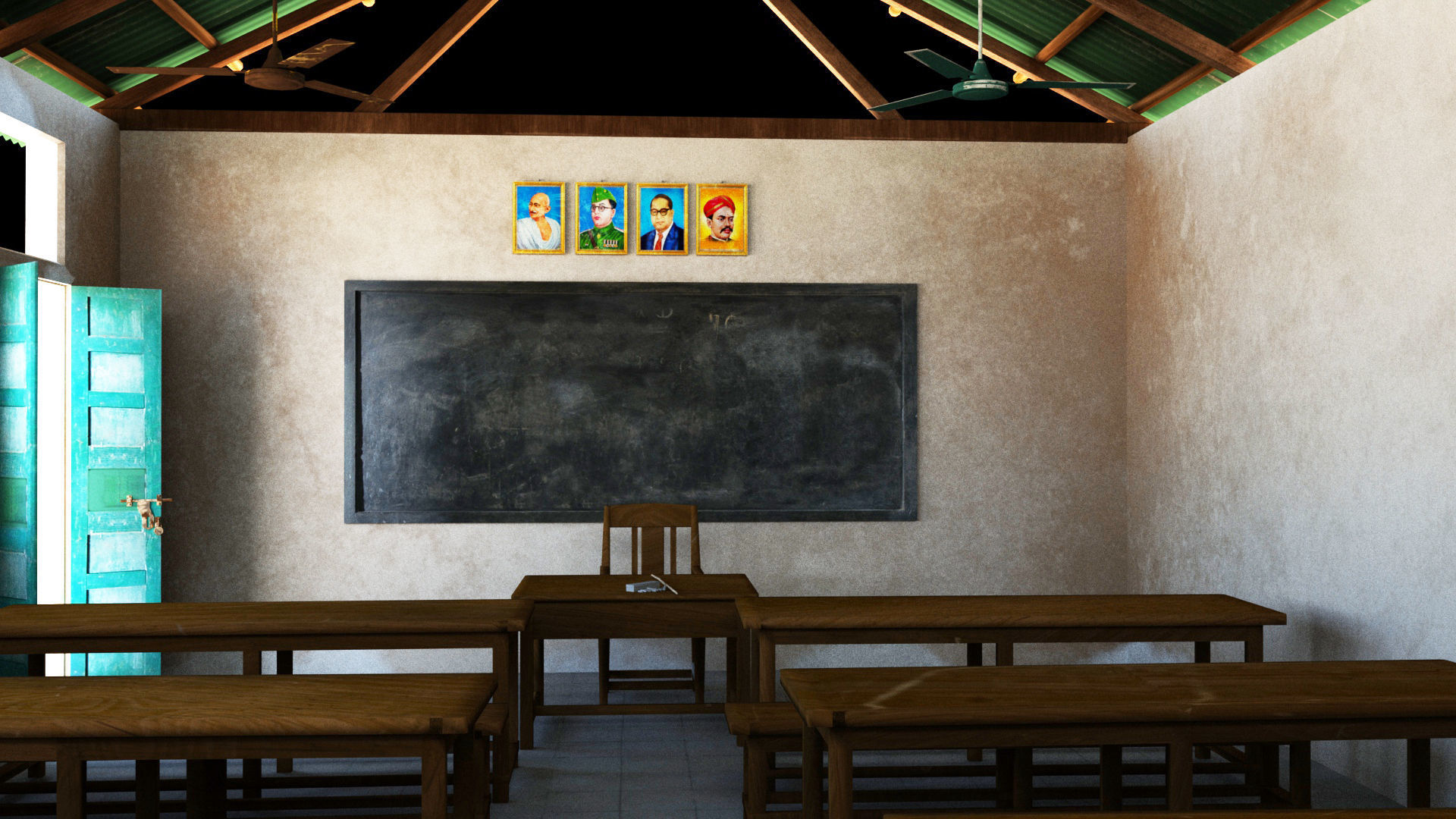 school class room interior 3d model 3D model | CGTrader