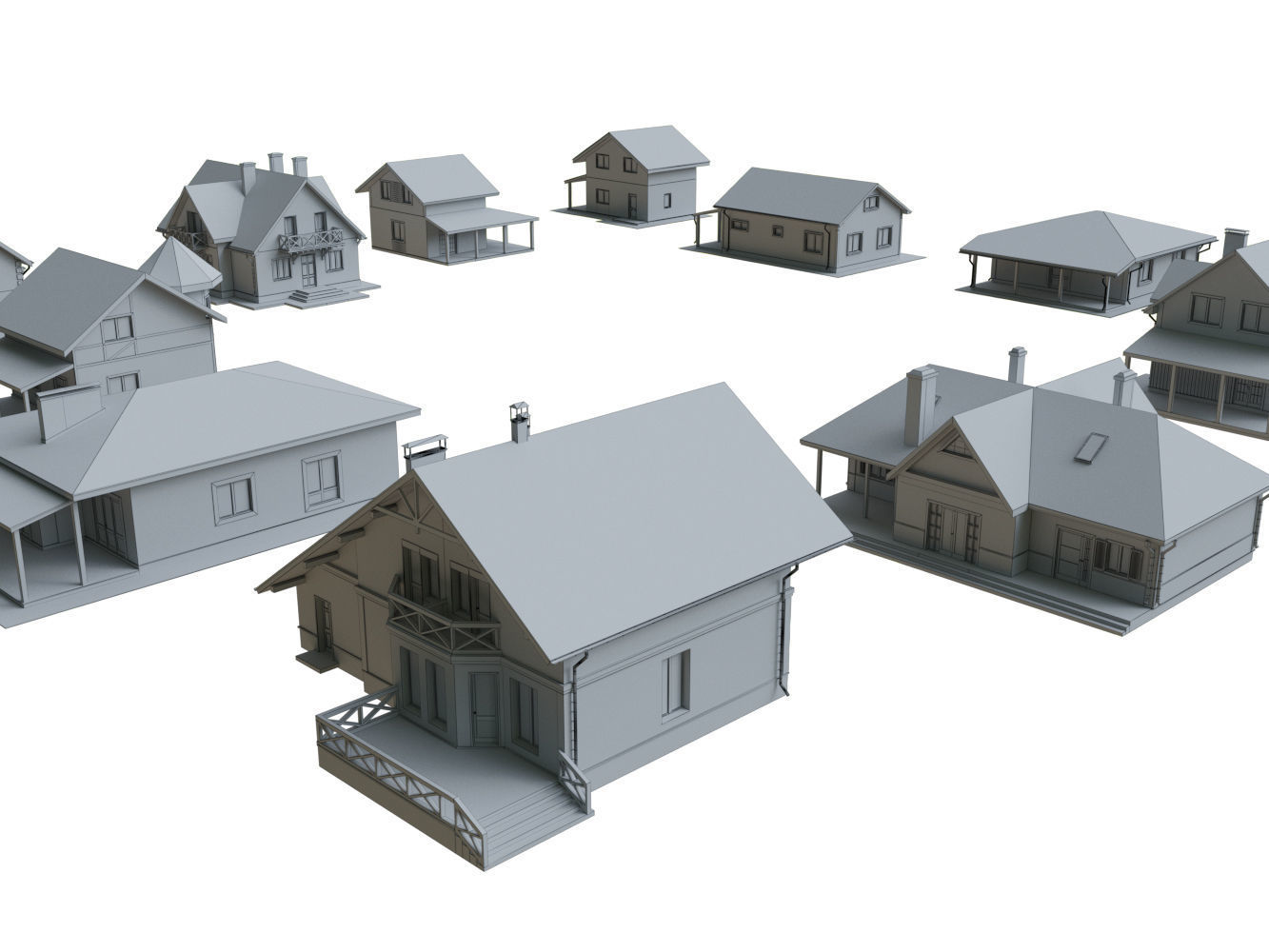 Cottage Houses- 12 Pack Low-poly part 2 3D model | CGTrader