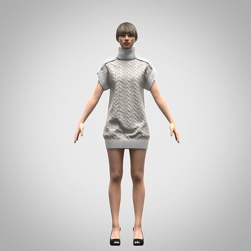 3D model Ladies roll neck dress VR / AR / low-poly | CGTrader