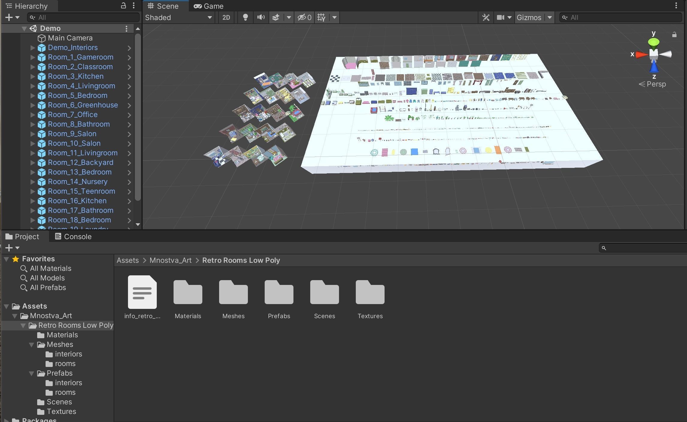 3D model Low Poly Retro Vintage Rooms Interiors VR / AR / low-poly ...