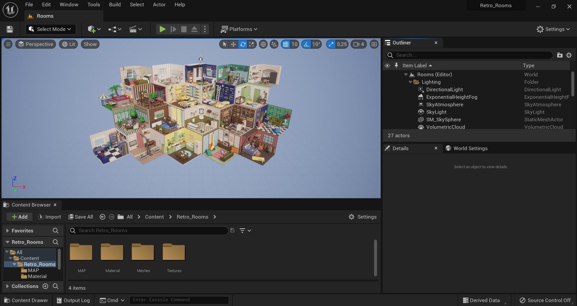 3D model Low Poly Retro Vintage Rooms Interiors VR / AR / low-poly ...